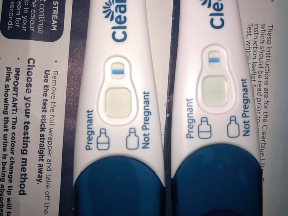 Very very faint positive line on clear blue